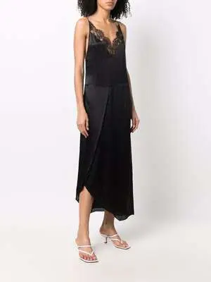 IRO PARIS Lace Trim V-neck Maxi Dress