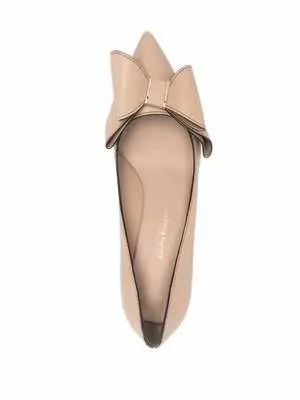 FERRAGAMO 80mm Double Bow Leather Pumps
