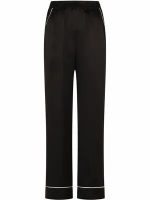 Dolce & Gabbana Contrast-trim Satin Pajama Bottoms - Black
