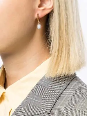 DOWER & HALL Timeless Oval Pearl Hoop Earrings - Gold
