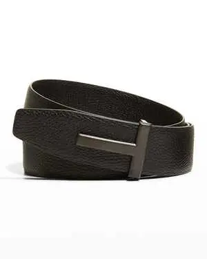 TOM FORD TOM FORD Reversible T-Buckle Leather Belt U9000 Black