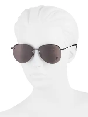 Saint Laurent Monogram Pin 61mm Aviator Sunglasses