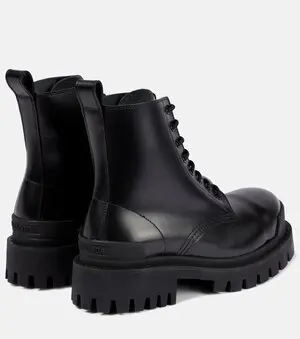 Balenciaga Strike Leather Ankle Boots - Black