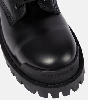 Balenciaga Strike Leather Ankle Boots - Black