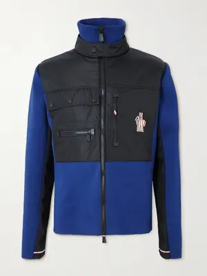 Moncler Logo-appliquéd Fleece And Tech-jersey Zip-up Jacket - Blue