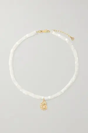 SYDNEY EVAN 14-karat Mother-of-pearl And Diamond Anklet - Gold