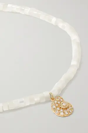 SYDNEY EVAN 14-karat Mother-of-pearl And Diamond Anklet