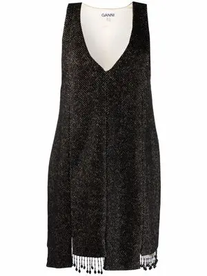 GANNI Beaded Step-hem Shift Dress