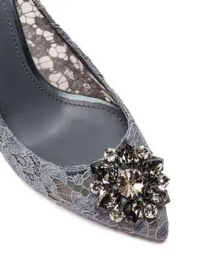 Dolce & Gabbana Bellucci Lace Pumps With Brooch - Grey