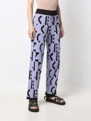 Kenzo All-over Logo Print Trousers - Purple