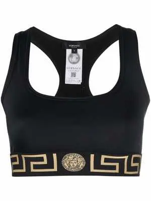 Versace La Greca Cropped Sports Bra - Black