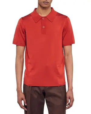 Sandro Pablo Slim Fit Knit Polo Shirt - Blood Orange