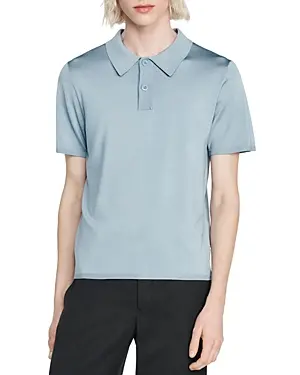Sandro Pablo Slim Fit Knit Polo Shirt Light Blue