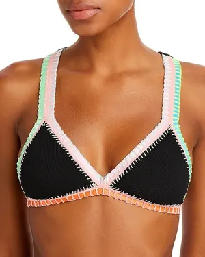 PLATINUM INSPIRED BY SOLANGE FERRARINI Crochet Trim Bikini Top - Black Pear