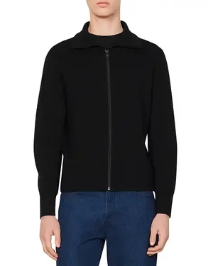 Sandro Zip-front Wool Cardigan - Black