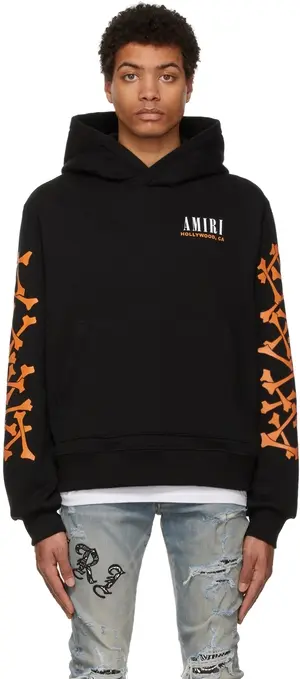 Amiri AMIRI Black & Orange Bones Hoodie Black / Orange