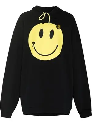Raf Simons X Smiley Oversized Distressed Hoodie - Black