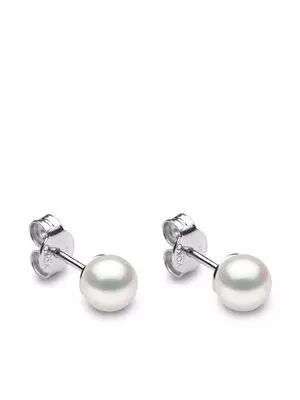 Yoko London 18kt White Gold Akoya Pearl Stud Earrings - Silver