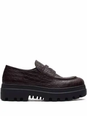 Car Shoe Crocodile Effect Moccasins - Purple