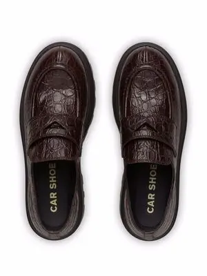 Car Shoe Crocodile Effect Moccasins - Purple