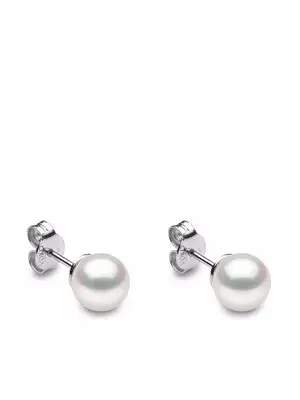 Yoko London 18kt White Gold Akoya Pearl Stud Earrings - Silver