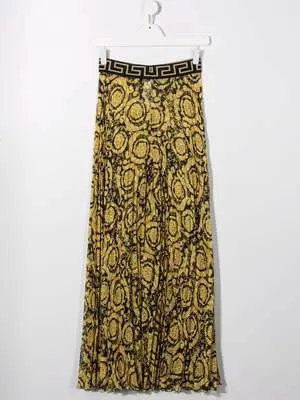 Versace Floral Baroque-print Pleated Maxi Skirt
