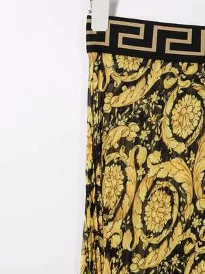 Versace Floral Baroque-print Pleated Maxi Skirt