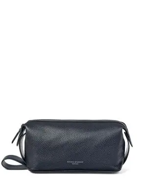 ASPINAL OF LONDON Reporter Leather Wash Bag - Blue
