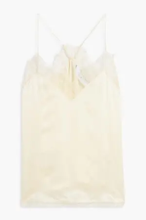 IRO PARIS Berwyn Lace-Trimmed Silk-Charmeuse Camisole Pastel Yellow