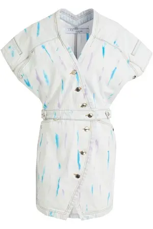 IRO PARIS Meuzal Tiedyed Denim Mini Dress - Ecru