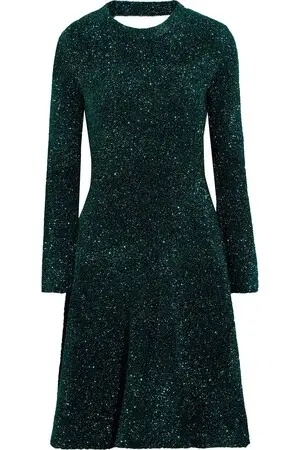 MAISON MARGIELA Flared Cutout Tinsel Dress - Emerald