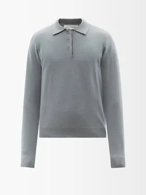 Extreme Cashmere Extreme Cashmere - Be For Stretch-cashmere Polo Sweater - Mens - Light Blue - Light Blue