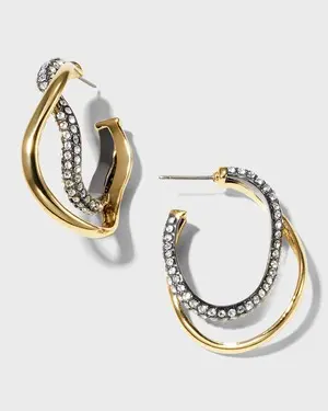 Demarson Sia Twist Hoop Earrings - Gold & Crystal