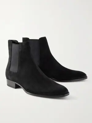 Saint Laurent Wyatt Suede Chelsea Boots - Black