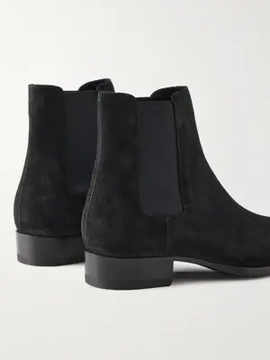 Saint Laurent Wyatt Suede Chelsea Boots - Black