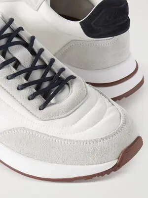 Loro Piana Weekend Walk Suede-trimmed Sneakers - White
