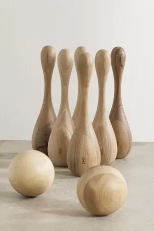 Brunello Cucinelli Leather-trimmed Wood Skittles Set