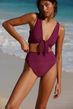 Beach Riot Solid Highway High-waisted Bikini Bottoms - Purple Plum