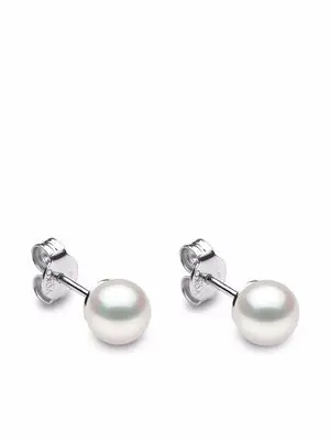 Yoko London 18kt White Gold Akoya Pearl Stud Earrings - Silver
