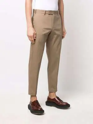 PT TORINO Cropped Tapered Chinos - Brown