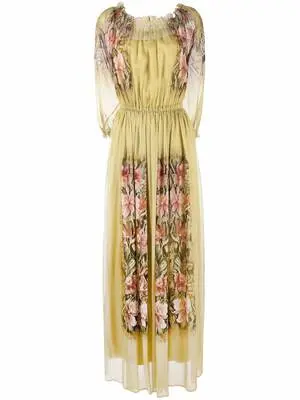 Alberta Ferretti Floral-print Silk Gown - Green