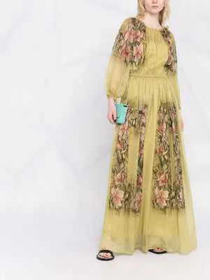 Alberta Ferretti Floral-print Silk Gown