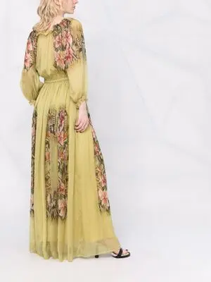 Alberta Ferretti Floral-print Silk Gown