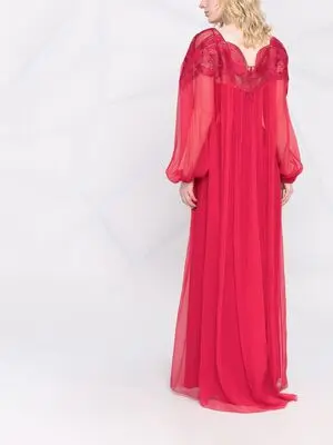 Alberta Ferretti Lace-detail Floor-length Gown