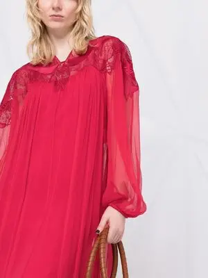 Alberta Ferretti Lace-detail Floor-length Gown