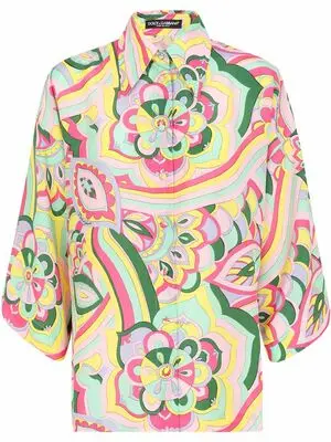 Dolce & Gabbana Abstract-print Silk Shirt