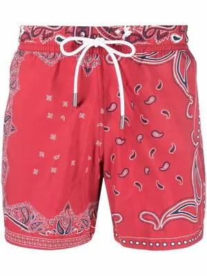 Etro Bandana-print Swim Shorts - Red