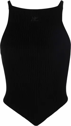 COURREGES Mesh Tips Ribbed-knitted Tank Top