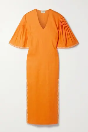Zeus+dione Kymi Embroidered Linen Midi Dress