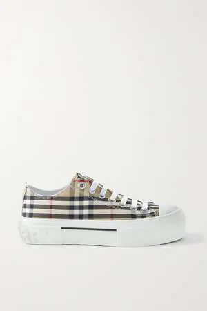 Burberry Checked Canvas Sneakers Beige